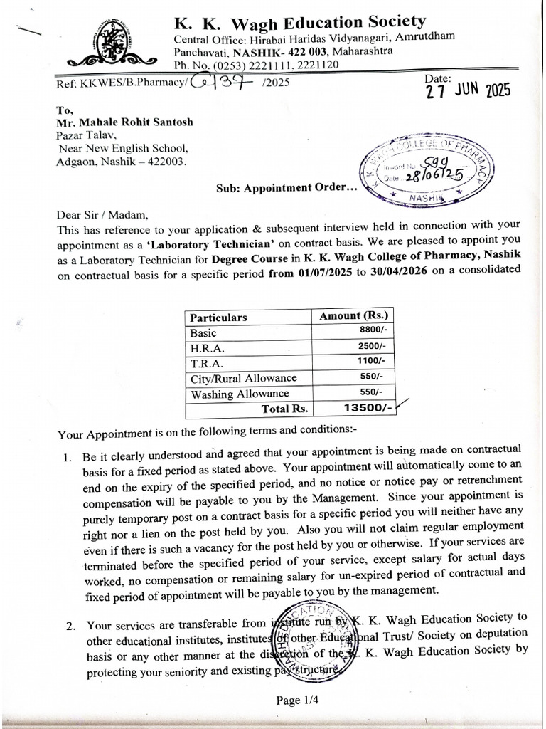 Appointment Order | PDF