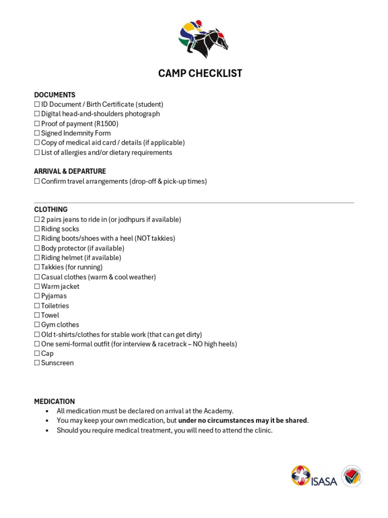 Essential Camp Checklist for Students | PDF
