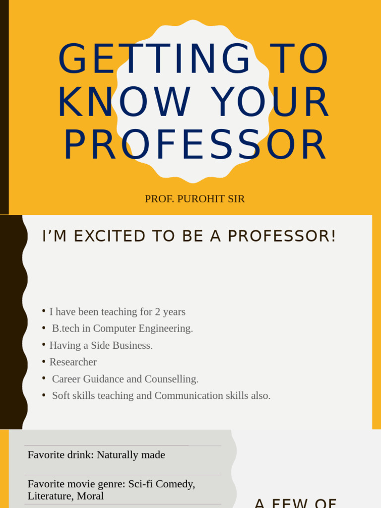 Meet Prof. Purohit: Your New Educator | PDF