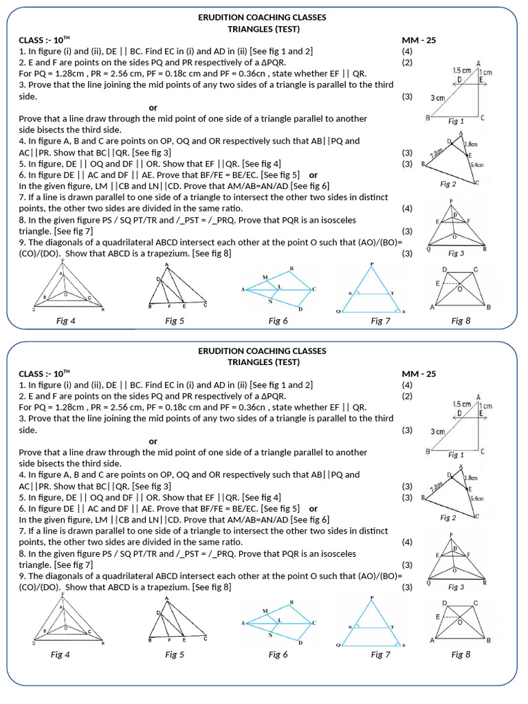 Triangles Class 10th | PDF | Geometric Shapes | Chess