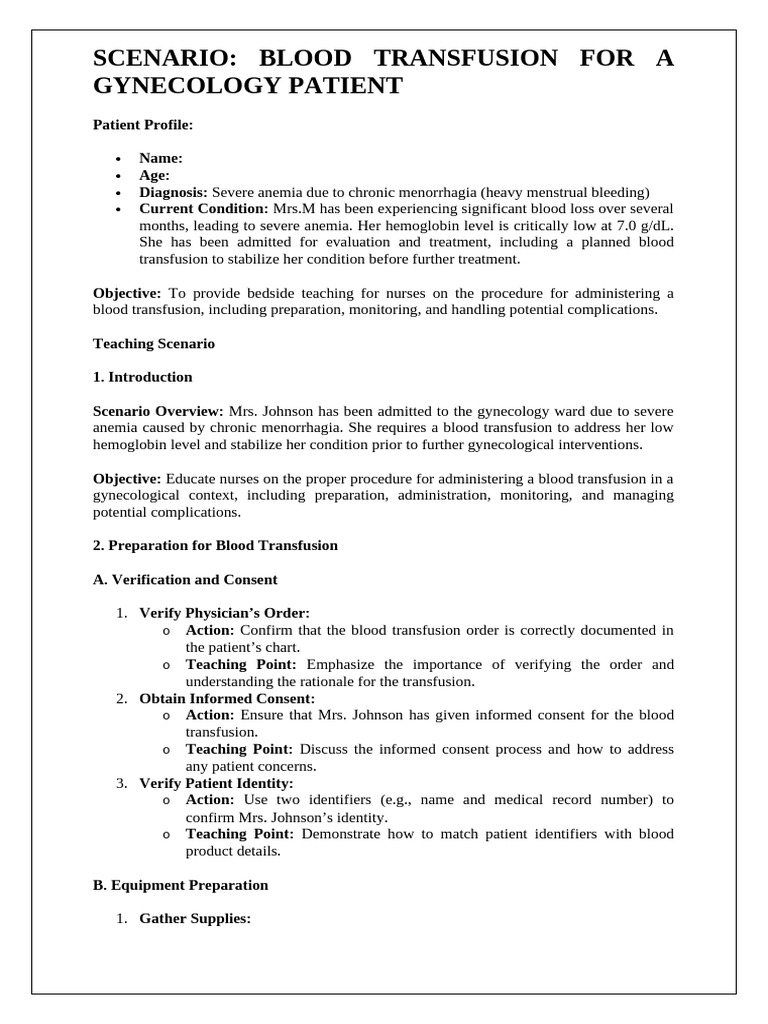 Blood Transfusion Guide for Gynecology Nurses | PDF | Blood Transfusion ...