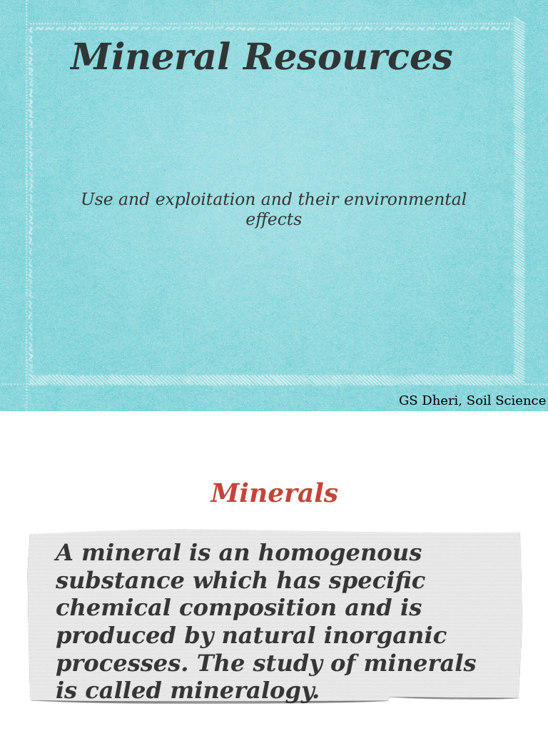Mineral Resources and Environmental Impact | PDF | Mining | Minerals