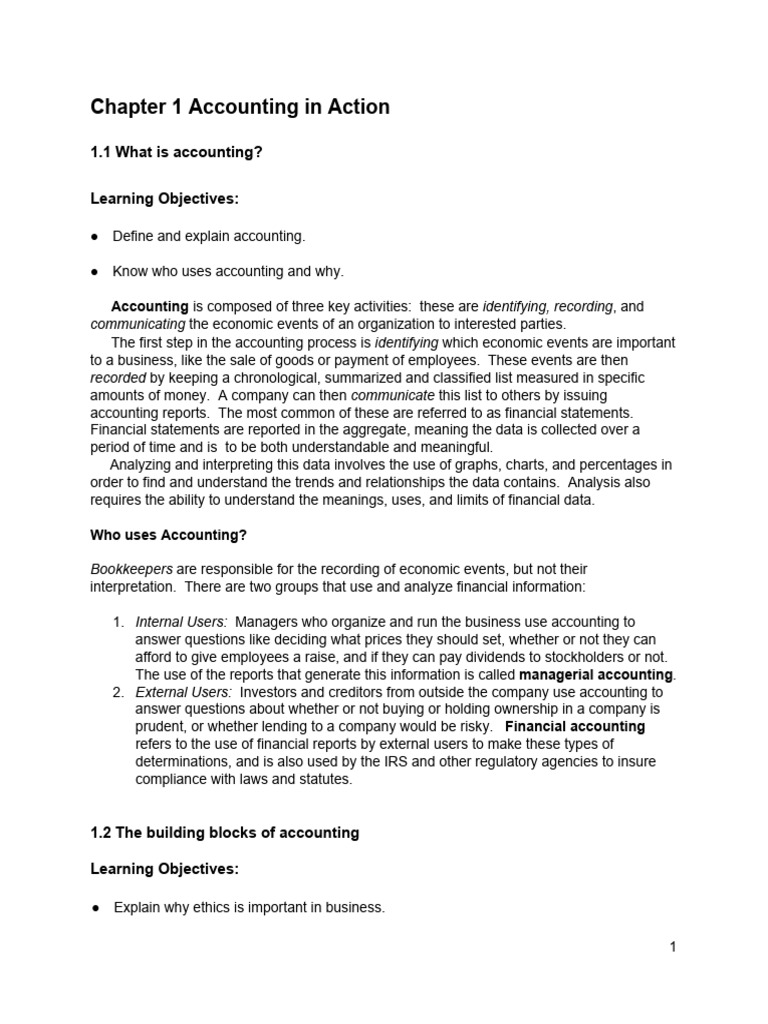 Chapter - 1 - Accounting in Action | PDF | Equity (Finance) | Retained ...