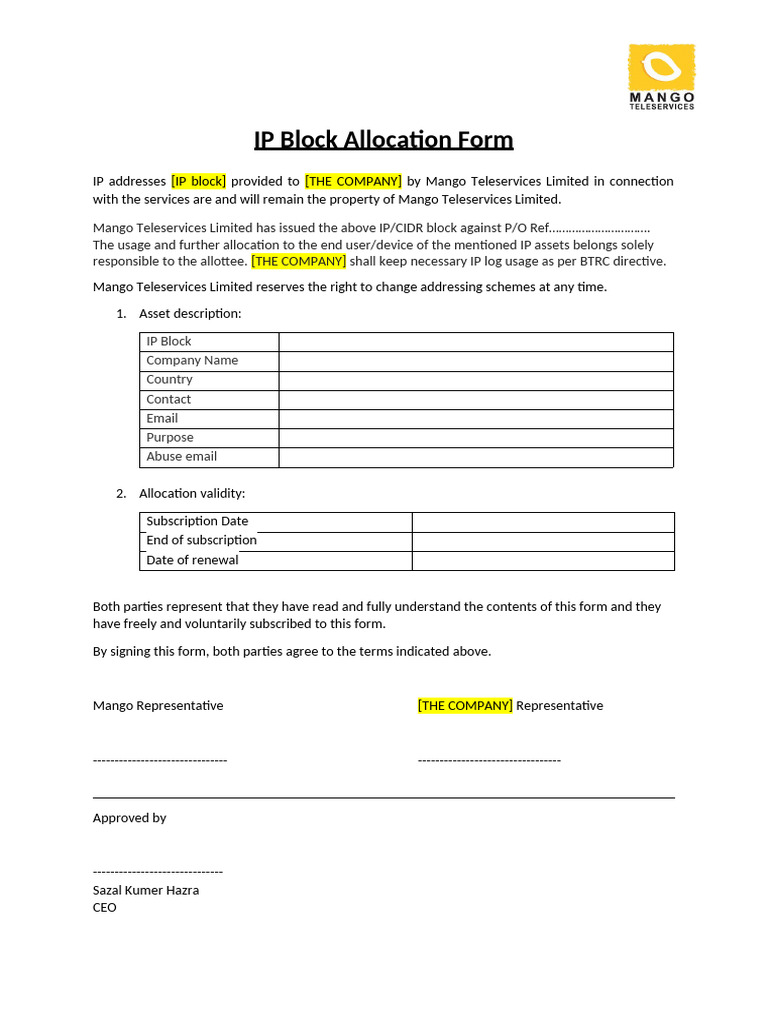 IP Allocation Form V4 19062023 | PDF