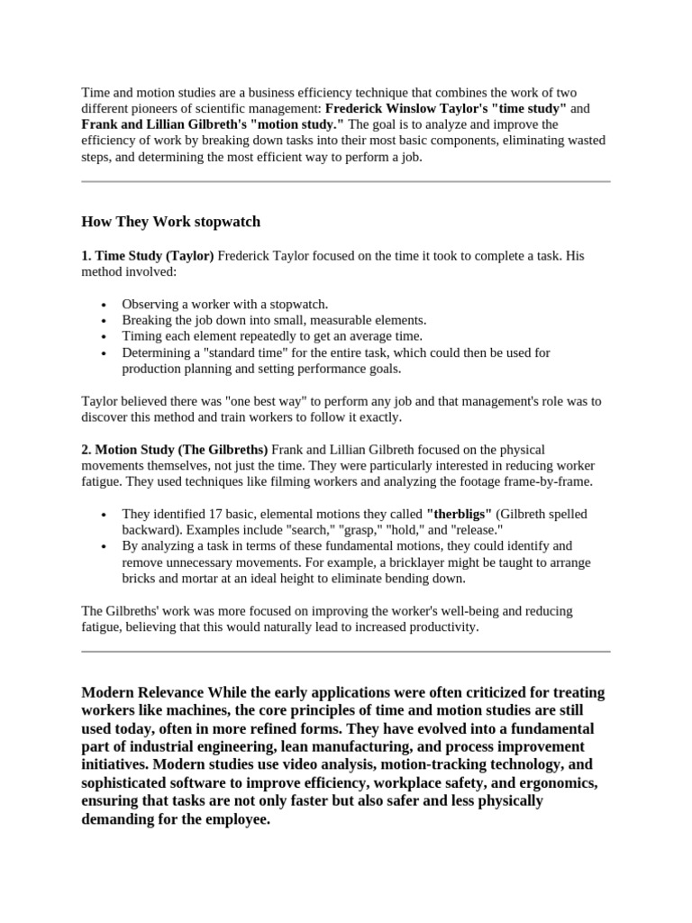 Time and Motion Studies Are a Business Efficiency Technique That ...