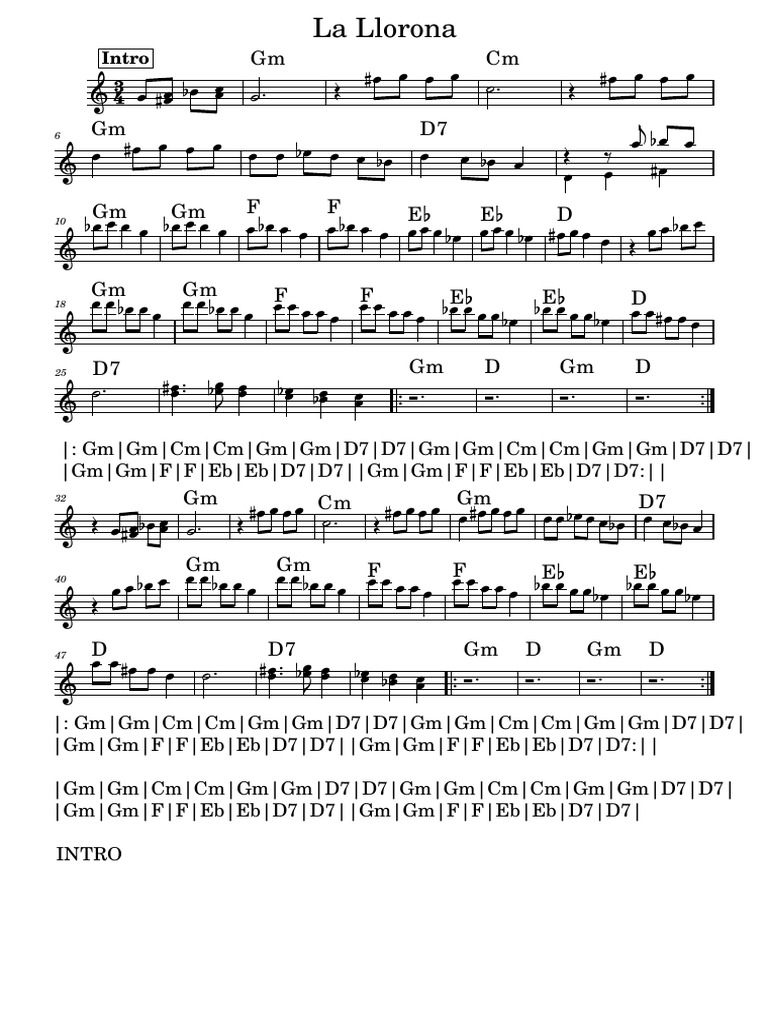 La Llorona Chord Progression Guide | PDF