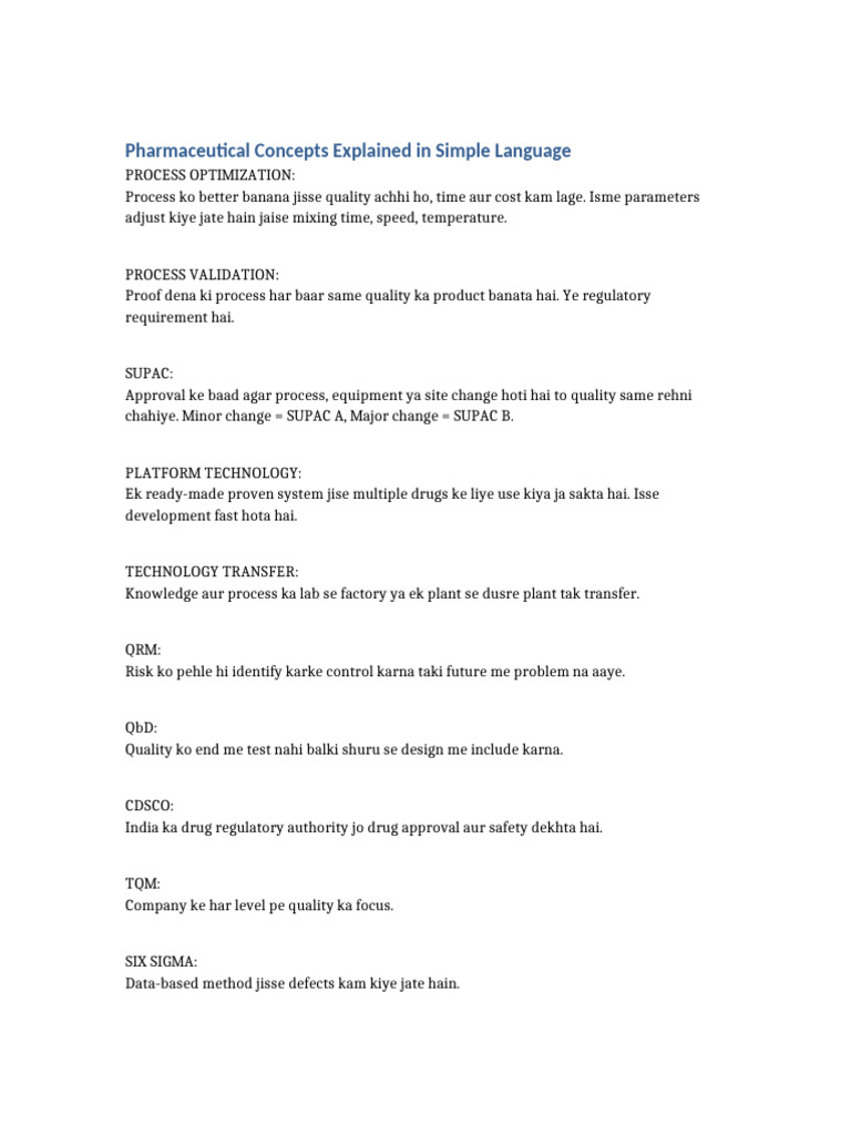Simplified Pharmaceutical Concepts Guide | PDF