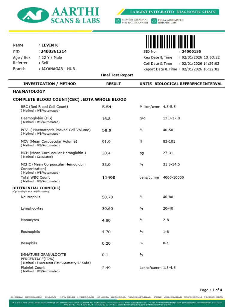 Complete Blood and Urine Test Report | PDF | Medical Specialties ...