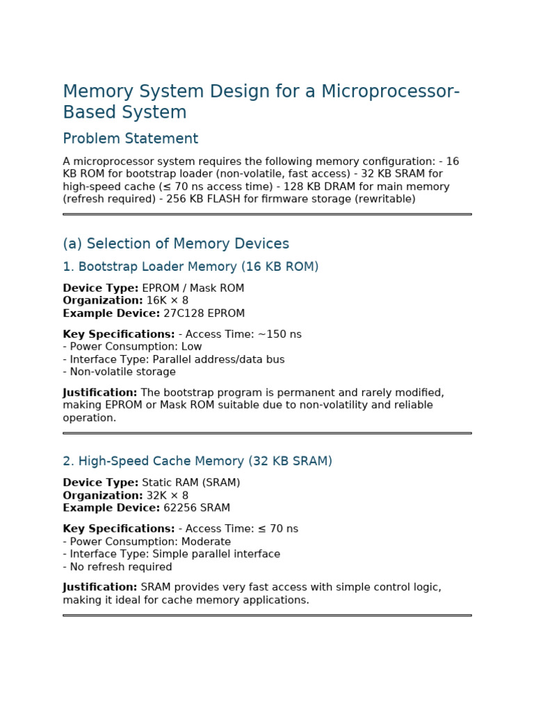 Memory System Design Assignment | PDF | Computer Memory | Dynamic ...
