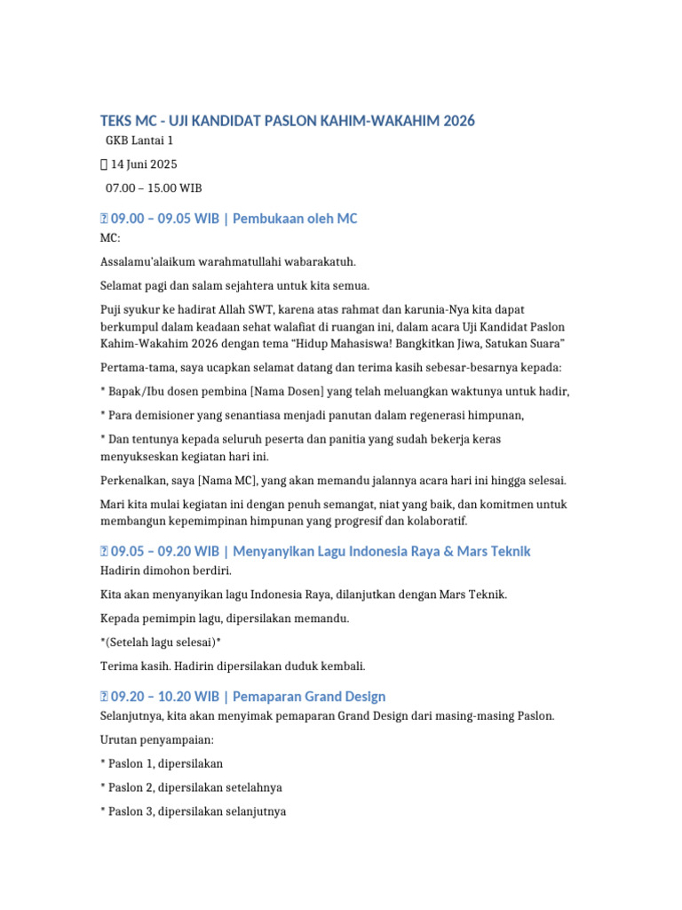 Uji Kandidat Paslon Kahim 2026 | PDF