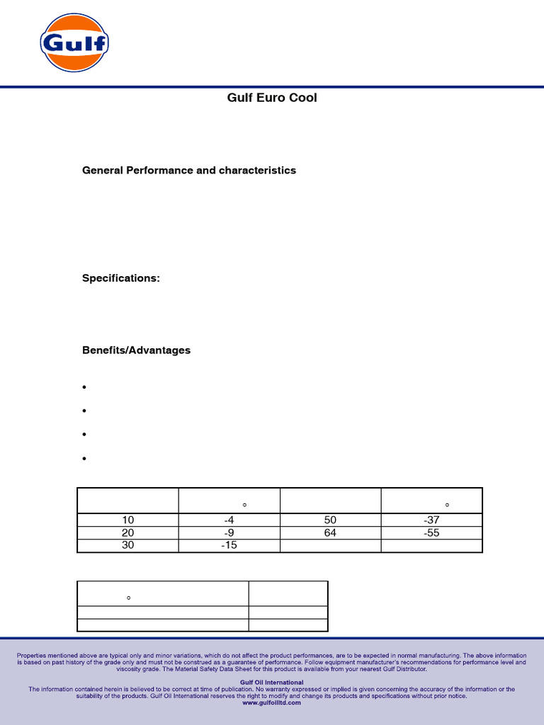 Gulf Euro Cool Coolant | PDF