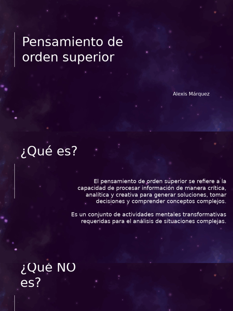 Pensamiento de Orden Superior: Definición y Claves | PDF | Pensamiento ...