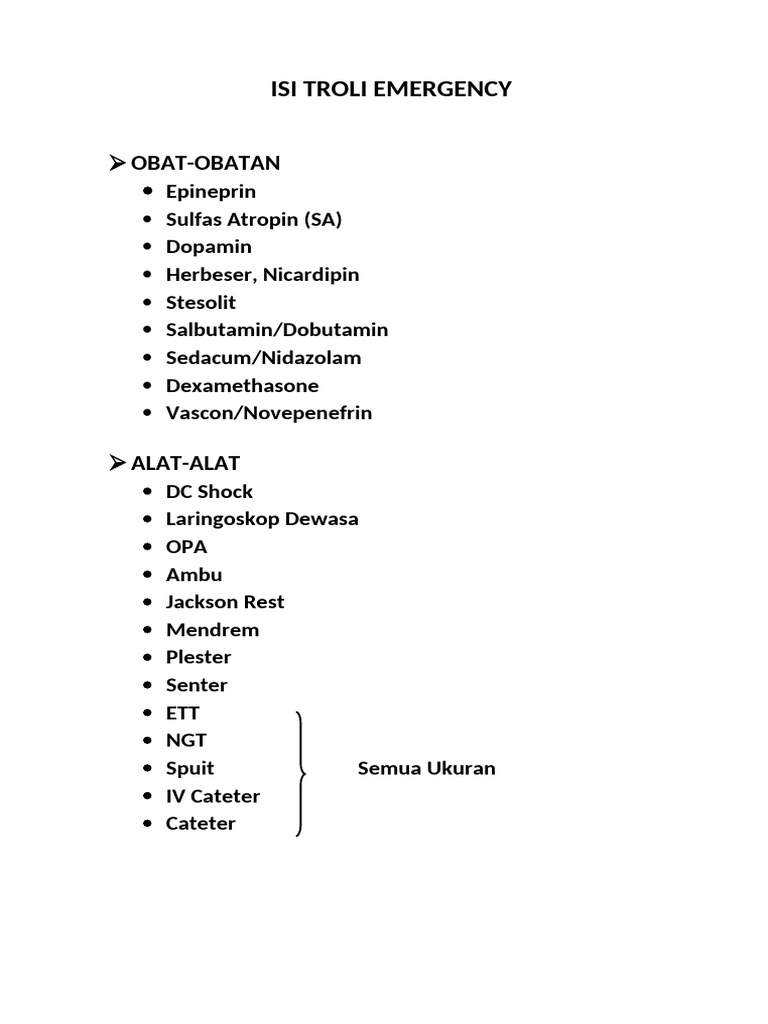 Isi Troli Emergency | PDF