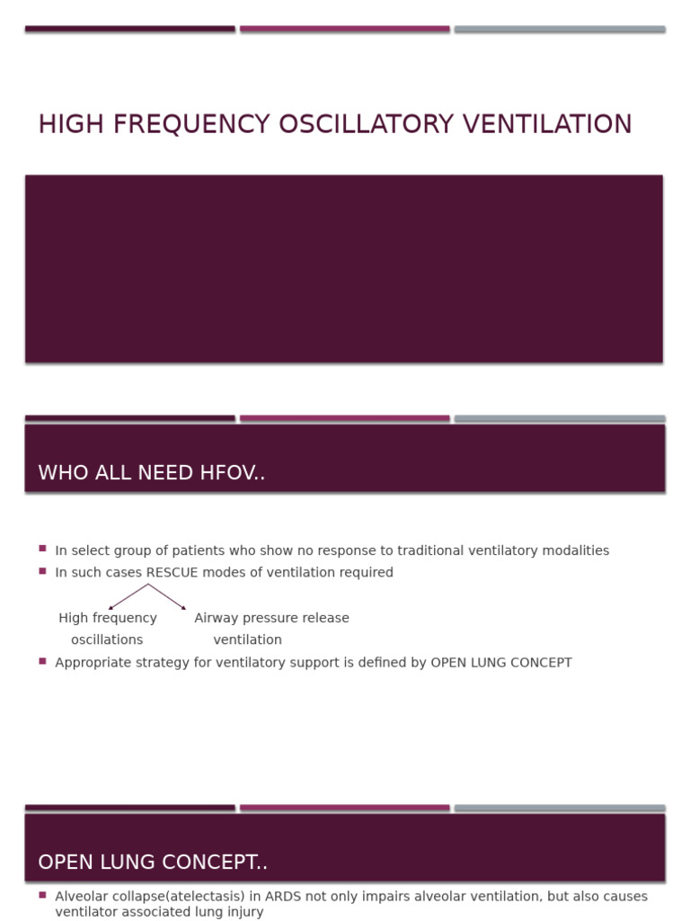 High Frequency Oscillatory Ventilation Guide | PDF | Pulmonology ...