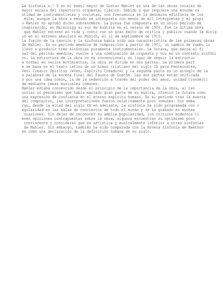 La Sinfonía N.º 8 en Mi Bemol Mayor de Gustav Mahler Es Una de Las ...