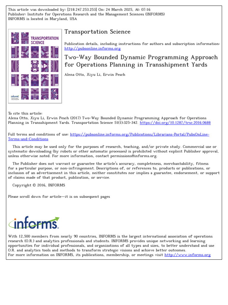 Otto Et Al 2016 Two Way Bounded Dynamic Programming Approach For ...