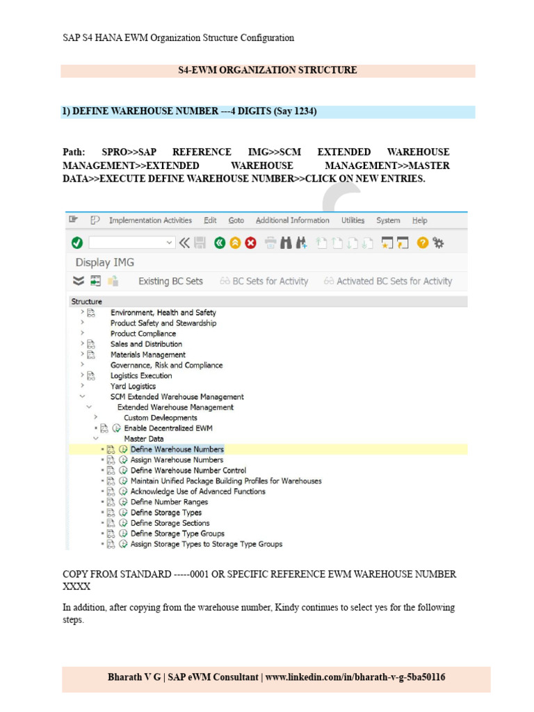 SAP S4 EWM Organization Structure Configuration | PDF | Warehouse ...