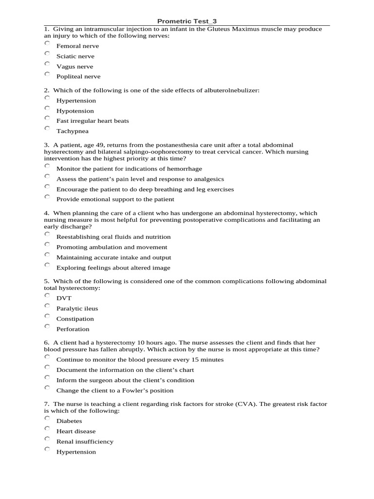 Prometric Test 3 | PDF | Glycated Hemoglobin | Breastfeeding