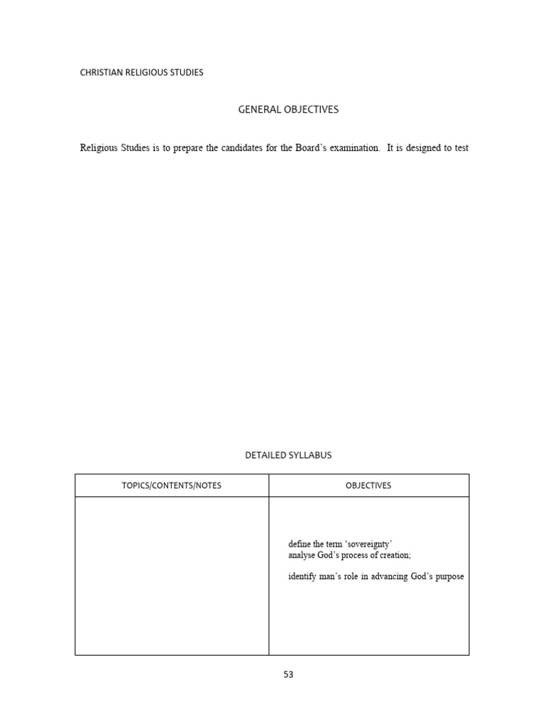 Christian Religious Studies Syllabus Overview | PDF | Books Of Kings ...