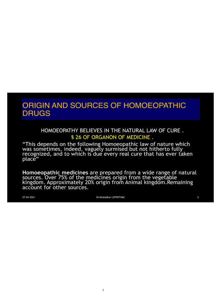 Source of Homoeopathic Drugs | PDF
