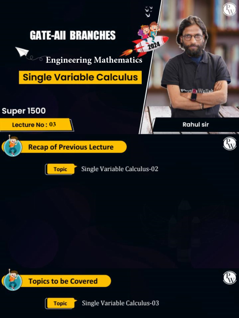 Single Variable Calculus 03 - Class Notes | PDF
