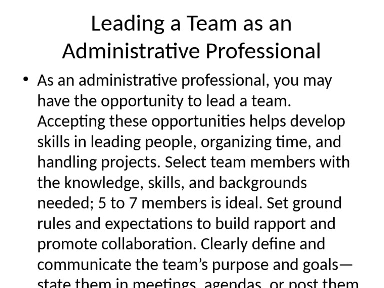 Leading A Team Brief User Words | PDF