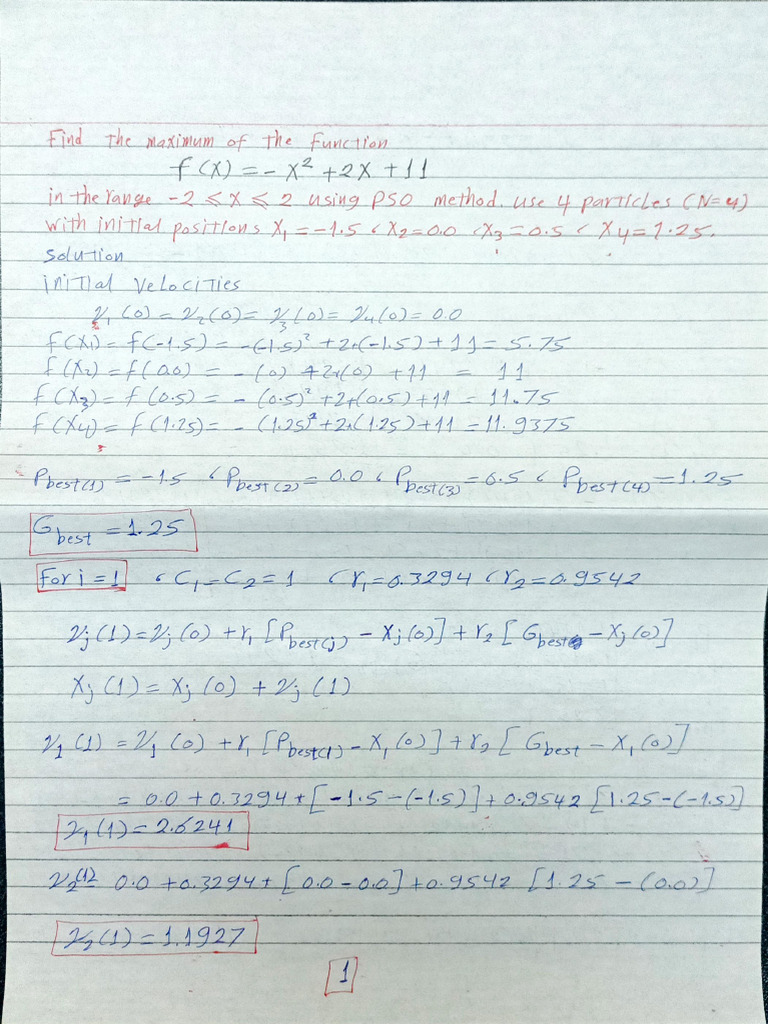 PSO Manual Calculations | PDF