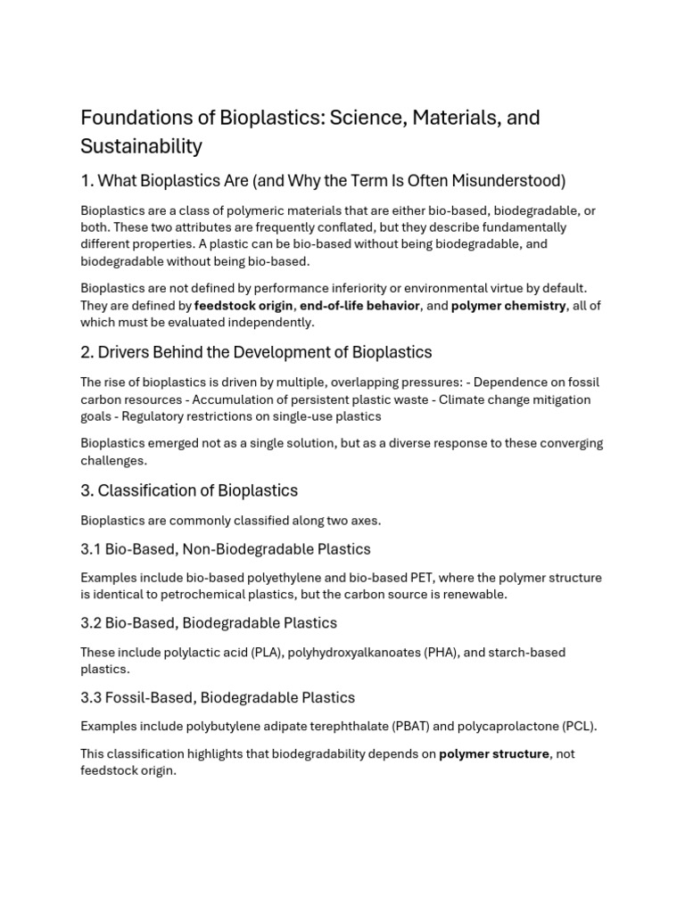 Understanding Bioplastics: Types and Impact | PDF | Polymers | Plastic