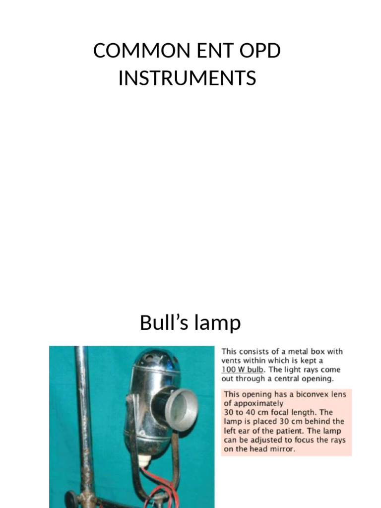 Essential ENT OPD Instruments Guide | PDF | Human Nose ...