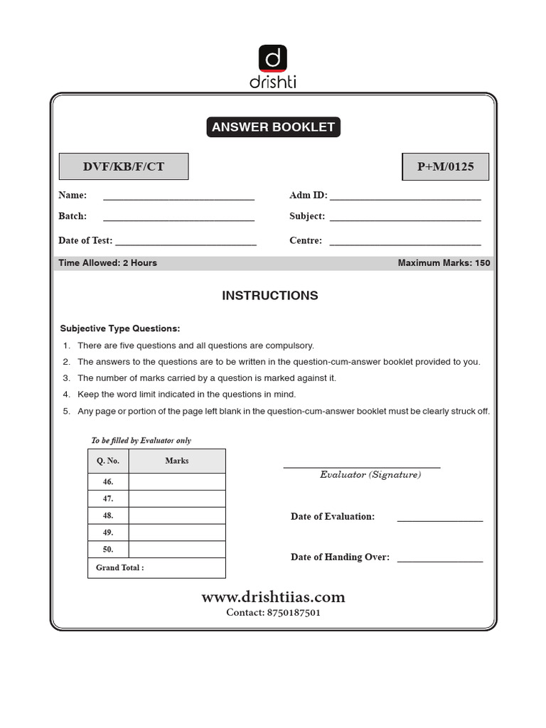 Answer Booklet20250119 105716 | PDF