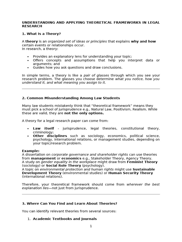 Understanding and Applying Theoretical Frameworks in Legal Research ...