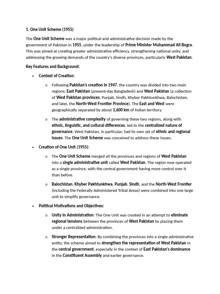 One Unit Scheme 1954 and 1955 | PDF | Pakistan | Khyber Pakhtunkhwa