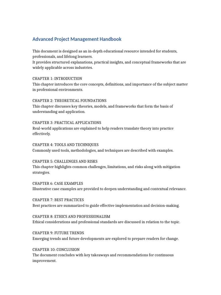 Advanced Project Management Handbook | PDF | Theory | Methodology