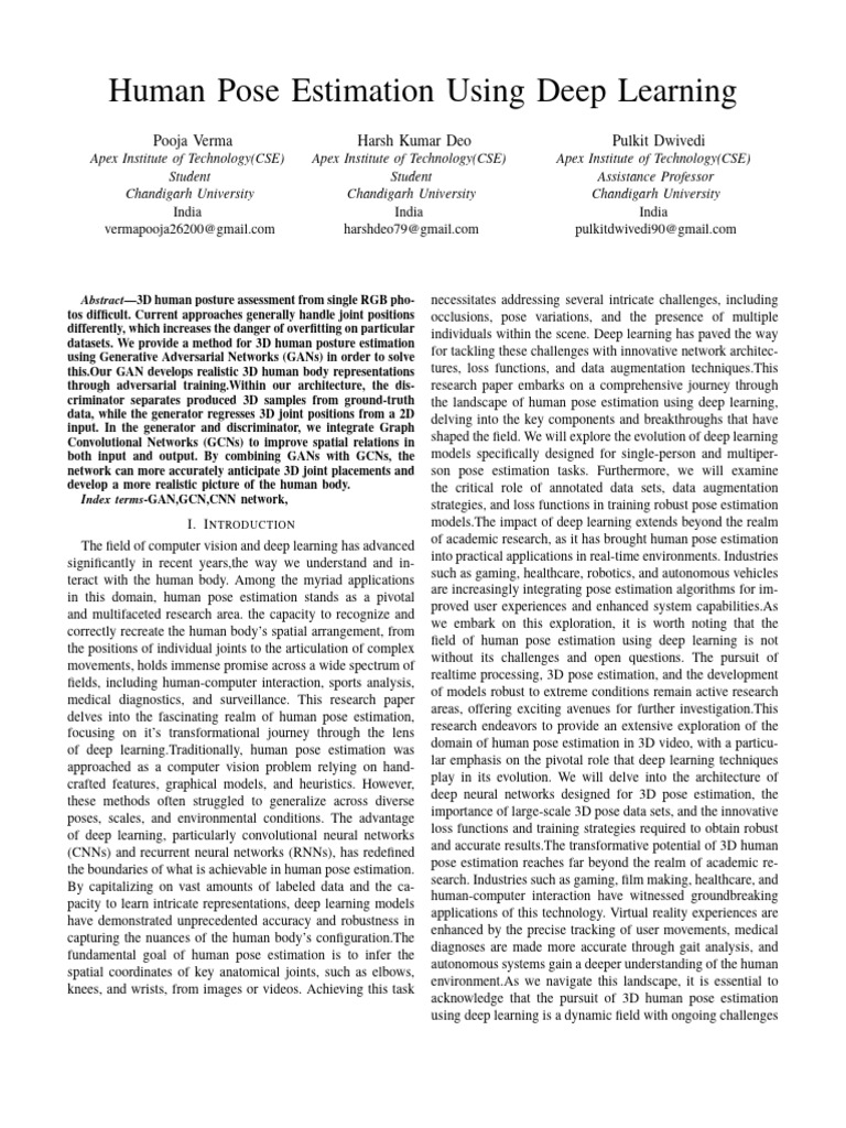 3D Human Pose Estimation with GANs | PDF | Deep Learning | Computer Vision