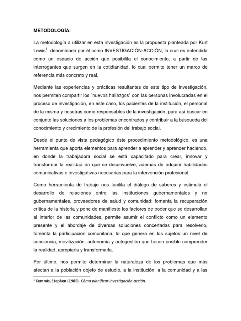 Ejemplo de Metodologia de La Investigacion Accion Marc | PDF ... Ejemplo de Metodologia de La Investigacion Accion Marc | PDF ...