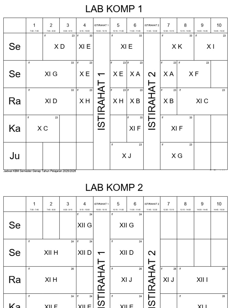 Jadwal Penggunaan Lab Komp | PDF