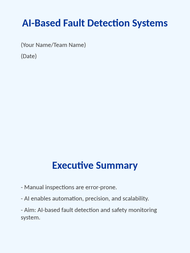 AI Fault Detection Project Proposal Stylish | PDF