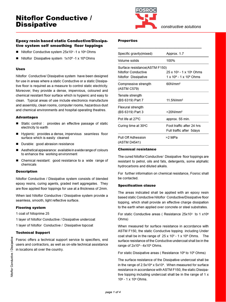 Conductive/Dissipative Flooring Solutions | PDF | Concrete | Epoxy