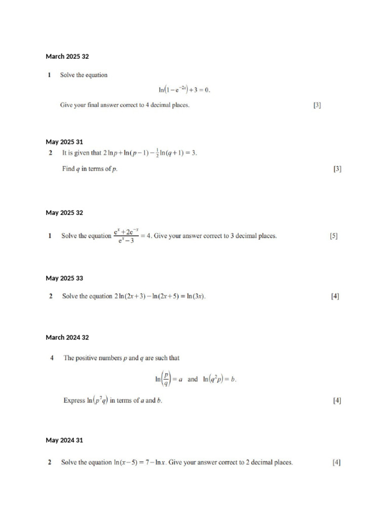 Past Papers 2024-2025 March May-June | PDF