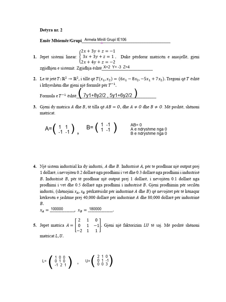 DETYRA NR 2 Armela Minili Grupi IE106 2 | PDF