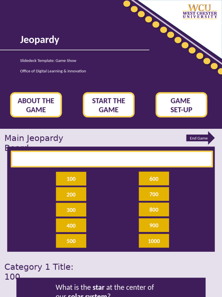 Jeopardy Game Show Slidedeck Template | PDF | Planets | Solar System
