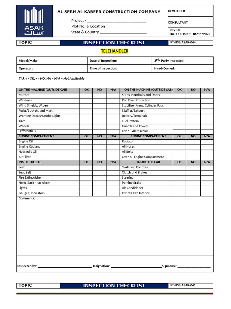 HSE Forms - 06-11-2025 | PDF | Scaffolding | Leak