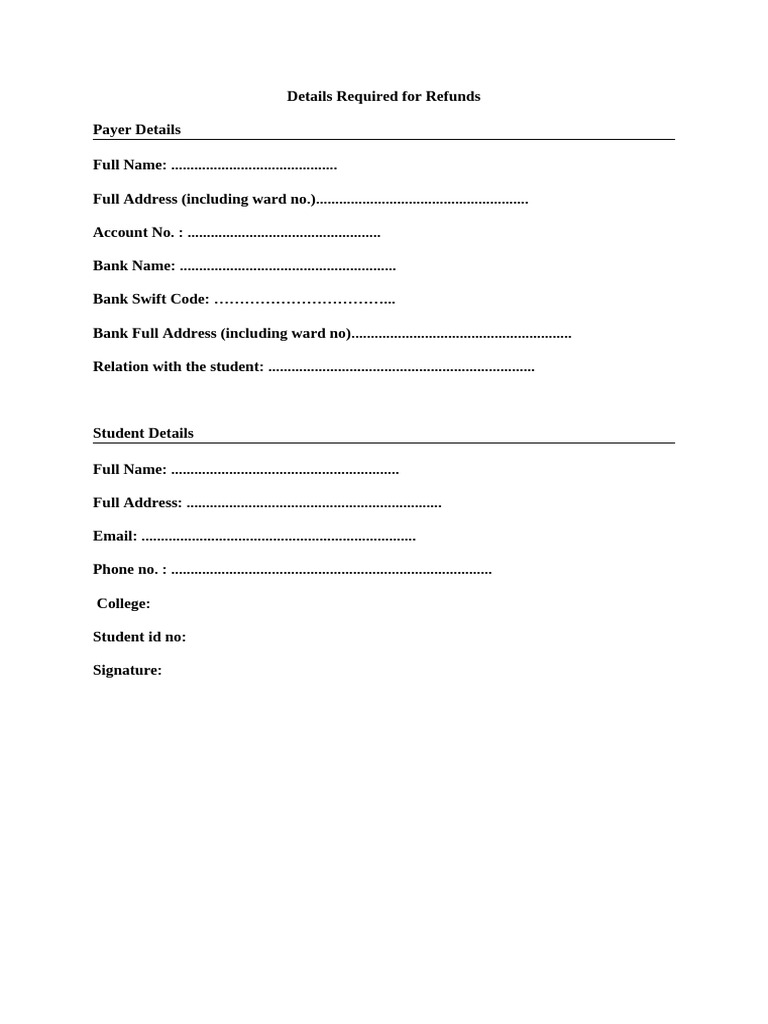 Refund Detail Form | PDF