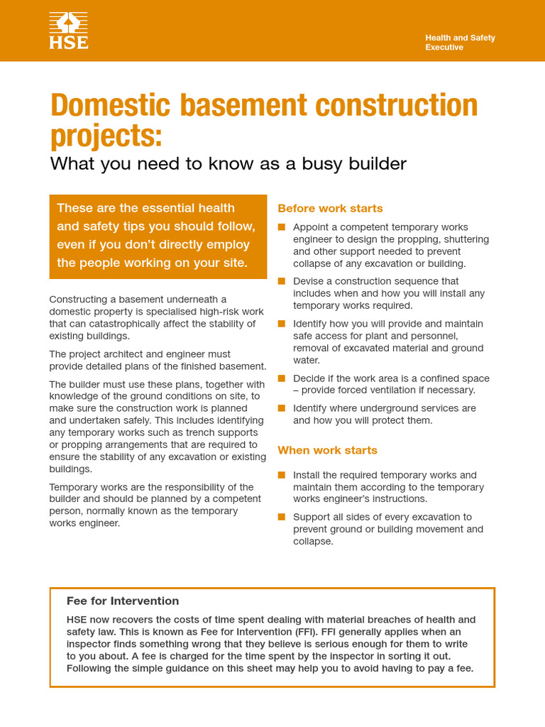 Basement Construction Safety Guide | PDF | Basement