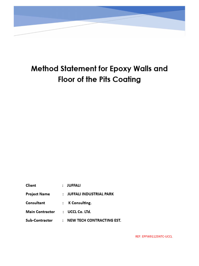Epoxy Coating Method Statement for Pits | PDF | Concrete | Epoxy