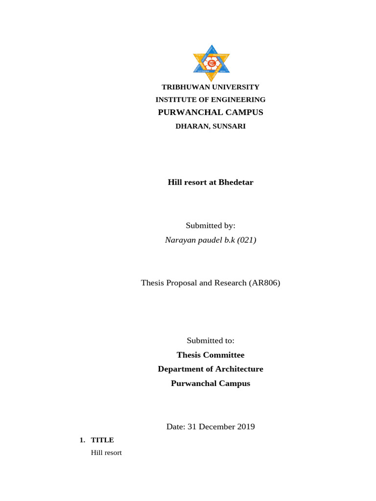 Hill Resort Thesis Proposal Overview | PDF | Resort | Tourism