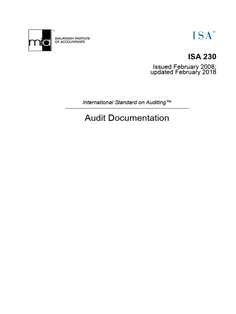 ISA 230: Audit Documentation Standards | PDF | Audit | Auditor's Report