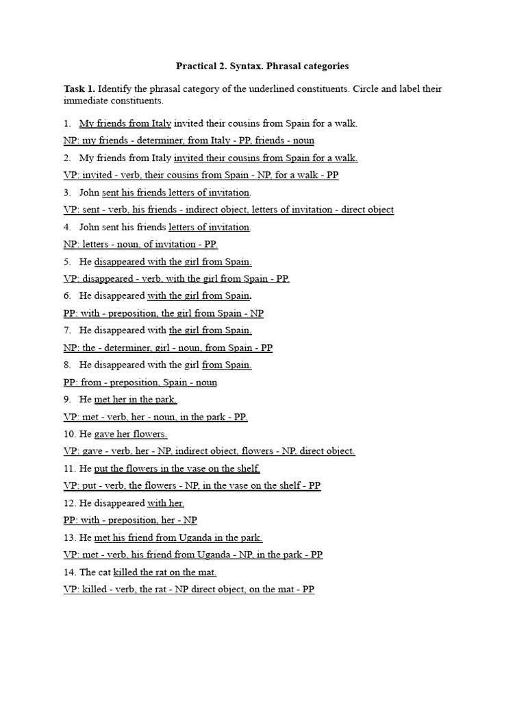 Phrasal Categories and Syntax Analysis | PDF | Linguistic Morphology ...