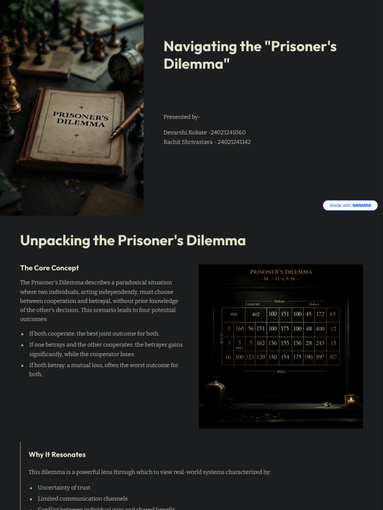 Navigating The Prisoners Dilemma | PDF | Game Theory | Cooperation