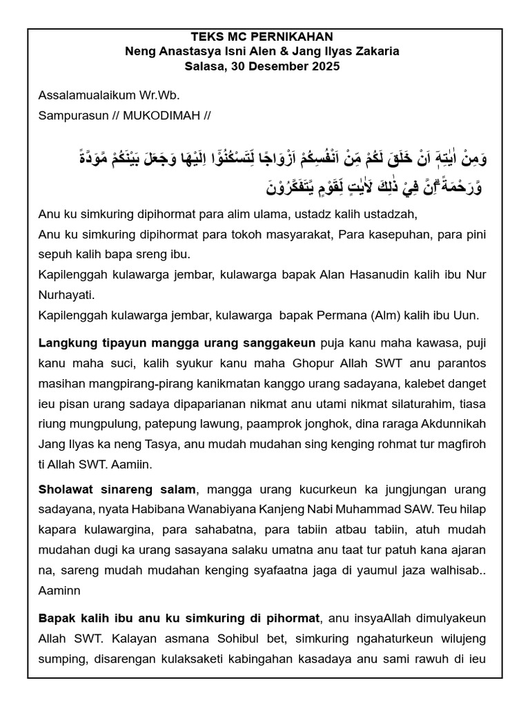 Teks MC Pernikahan | PDF